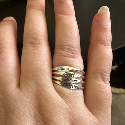 Custom Name Ring Personalized Stacking Ring Skinny Stackable Names Ring ...