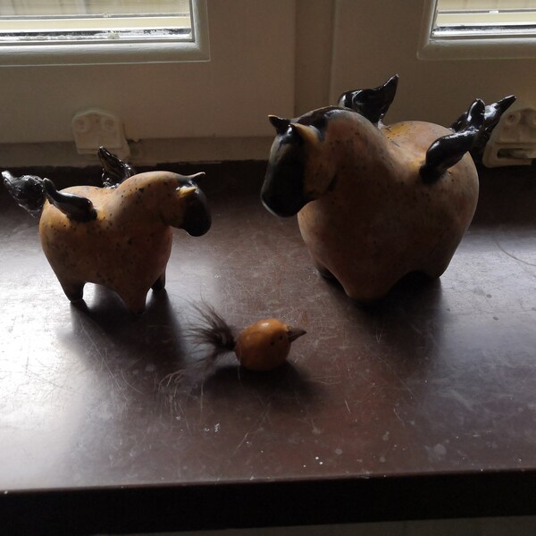 Set of Wolves. Gray Ceramic Howling Wolf. Handmade Ceramic Wolf. - Etsy