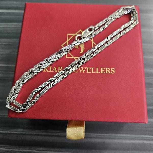 Unique Handmade Men's Silver Link Chain - 925 Sterling Silver Necklace ...