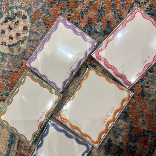 Wavy Edge Custom Notecards With Envelopes | Custom Stationery | Preppy ...