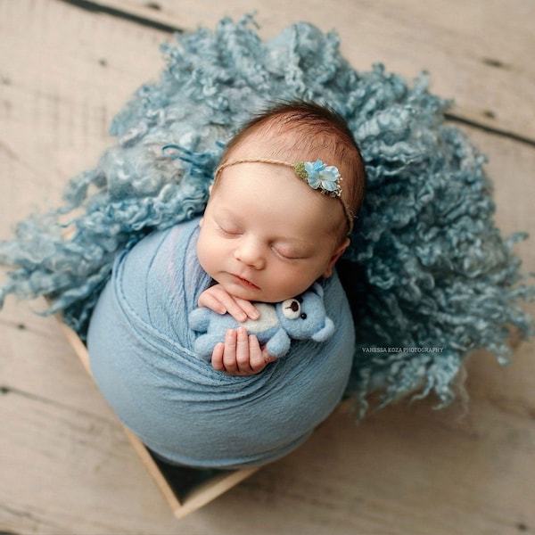 Baby Blue Teddy Bear Stuffy; Newborn Photography Prop; RTS - Etsy