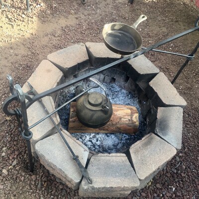 Hand Forged Campfire Cookset With Adjustable Swing Arms heavy Duty and ...