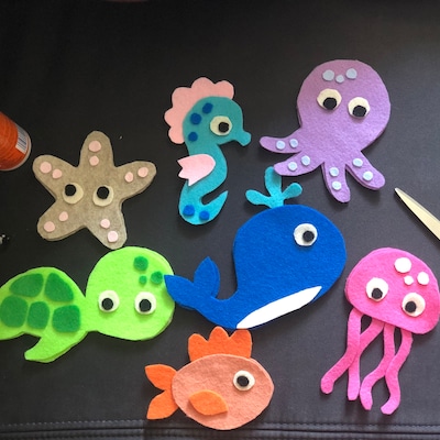 Pattern Felt Sea Creatures Whale, Fish, Turtle, Octopus, Starfish ...