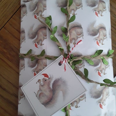 Squirrel Christmas Wrapping Paper. Christmas Paper With a Squirrel ...