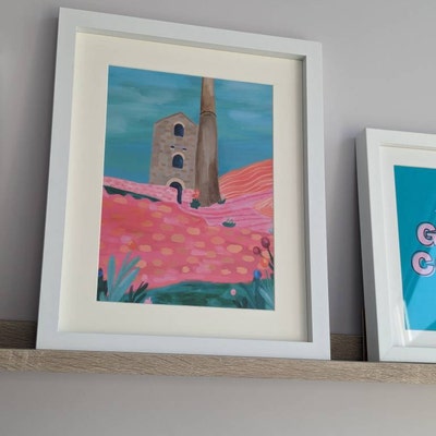 Cornish Caves Print, Ocean Abstract Art Print, Cornish Wall Art, Bright ...