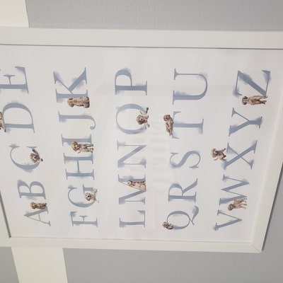 YELLOW LAB Nursery Wall Art: Labrador Alphabet Poster in Pastel Blue ...
