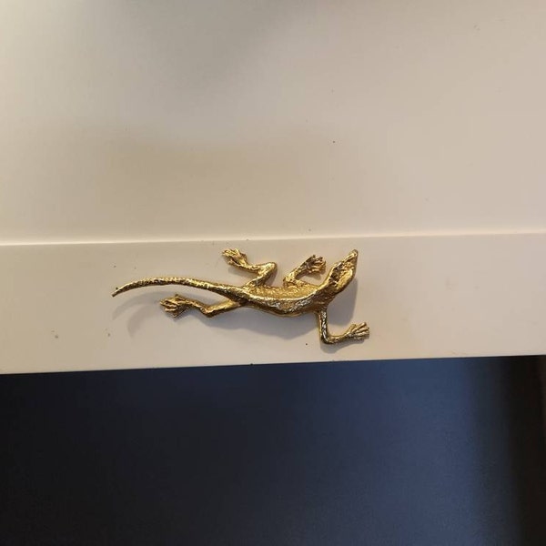 Solid Brass Gecko Knobs Drawer Knobs Pulls Kitchen Cabinet Pulls Handle Exquisite Dresser Knobs ...