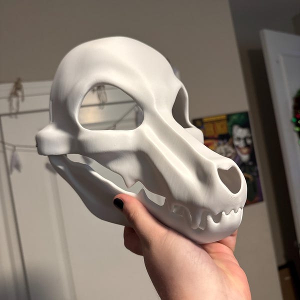 Toony Wolf Skull Mask - Movable Moving Hinge Jaw- 3D Printed Skulldog ...