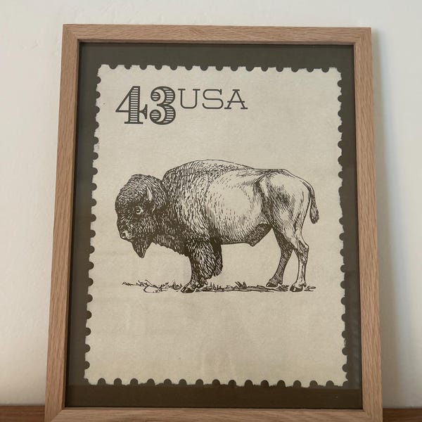 Vintage Buffalo Postage Stamp Print: Americana Bison Wall Art - Etsy