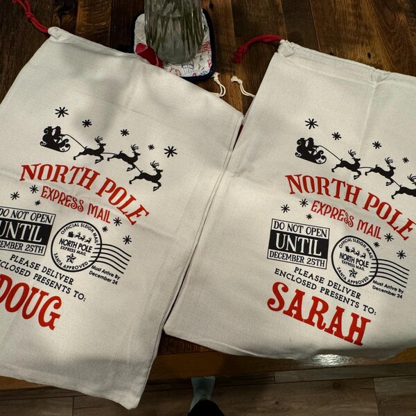 North Pole Santa Sack, Presents Bag, Christmas Gift Sack, Personalized ...