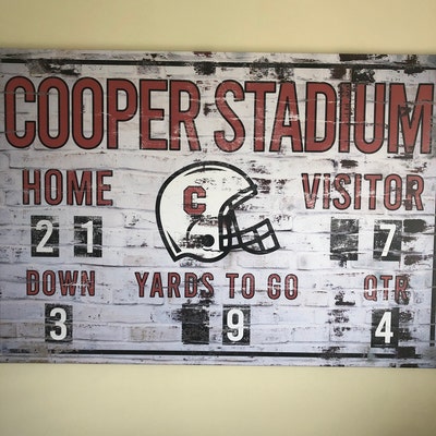 Custom Football Scoreboard Sign Vintage Distressed Rustic Canvas ...