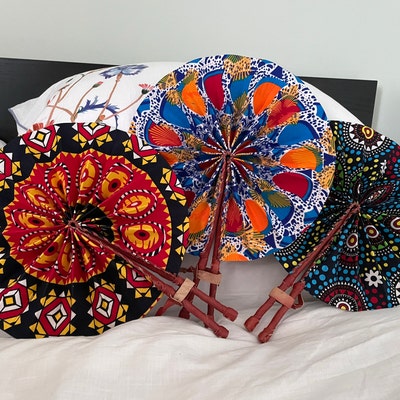 Supersize African Print Fan/ African Print Folding Hand Fan/ Handmade ...