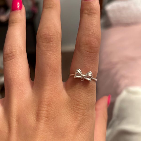 Black Ribbon Ring, Black Bow Ring, 925 Sterling Silver Ring, Korean ...