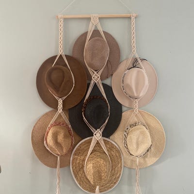Macrame Hat Holder, Wall Hanger for Hat, Macrame Storage, Boho ...