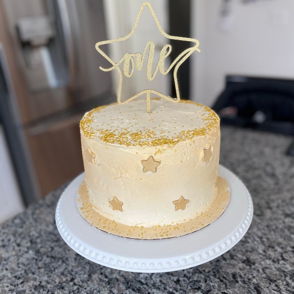 One Star Cake Topper 5.5"w, First Birthday Topper, Anniversary Topper ...