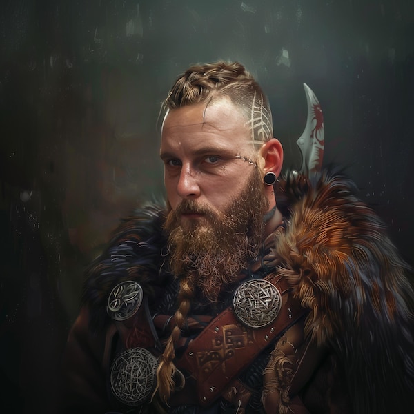 Custom Viking Portrait, Stylized Oil Painting From Photo (digital Print ...