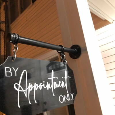 Custom Hanging Sign Custom Black Metal Sign With Hanging Rod and Hardware, Custom Business Sign ...