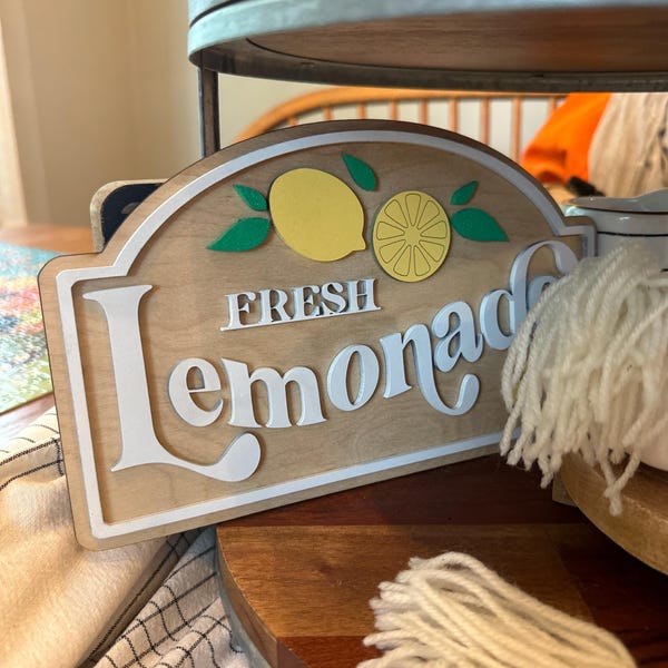 Fresh Lemonade, Lemon Decor for Kitchen, Dining Room, Tiered Tray and ...