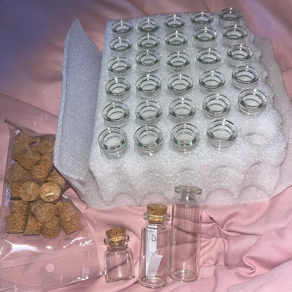Glass Bottles With Corks, 5, 10, 15, or 20 Ml Clear Empty Jars With Cork Stopper Lids, Vials for ...