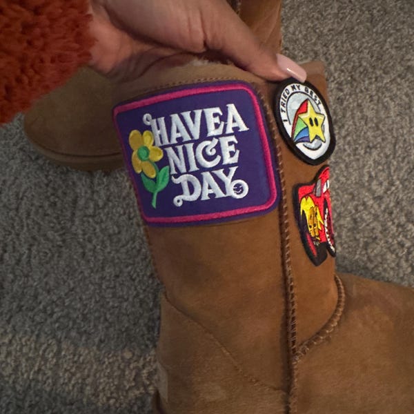 Have A Nice Day Patch Iron on Ready YOUR CHOICE - Smiley Face Flower ...