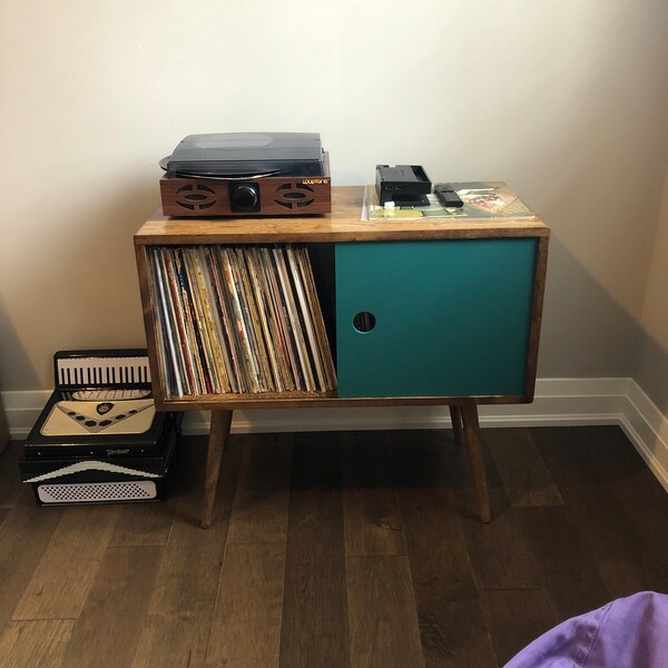 Mid Century Modern Record Console | MCM Vinyl Storage | Record Player ...