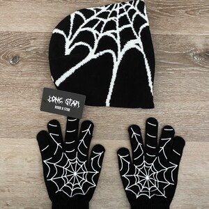 Spider Web Black Gloves | Black Gloves | Web Gloves | Y2K Black Web ...