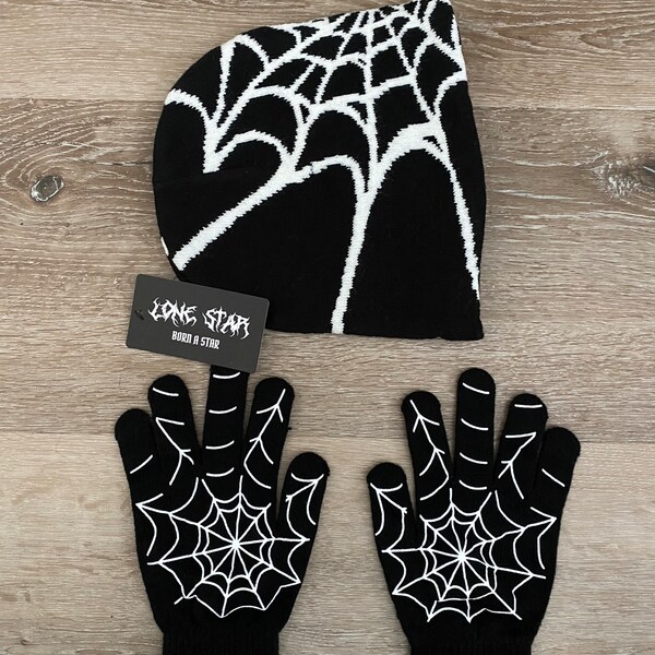 Spider Web Black Gloves | Black Gloves | Web Gloves | Y2K Black Web ...