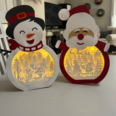 Snowman Shadow Box SVG Snowman and Santa Claus Christmas - Etsy