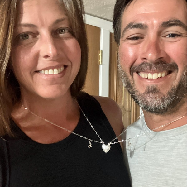 Magnetic Heart 2-piece Matching Couples Necklace Set, Personalized ...