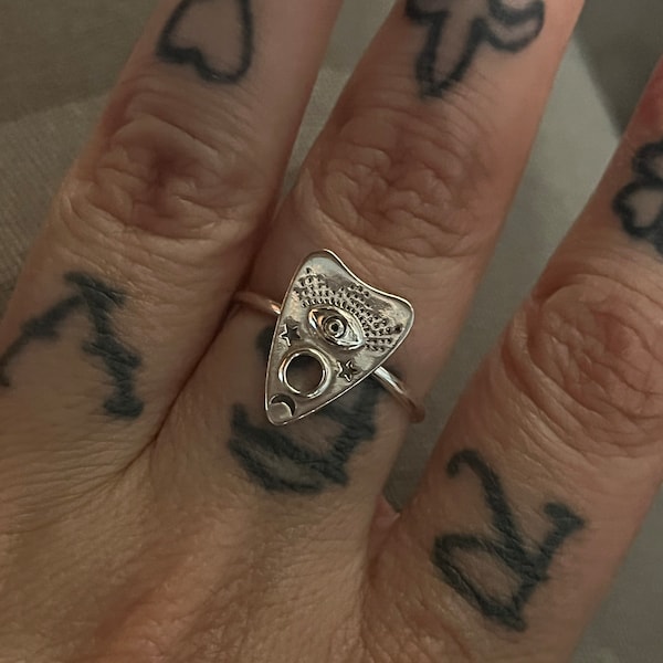 Planchette Ring, Ouija Ring, Moon and Star Ring, Planchette Jewelry ...