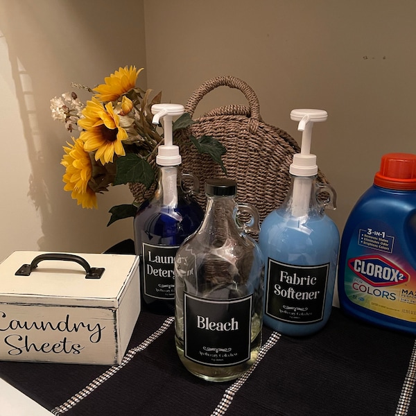 64-ounce Clear Glass Laundry Bottle | Apothecary Laundry Collection ...