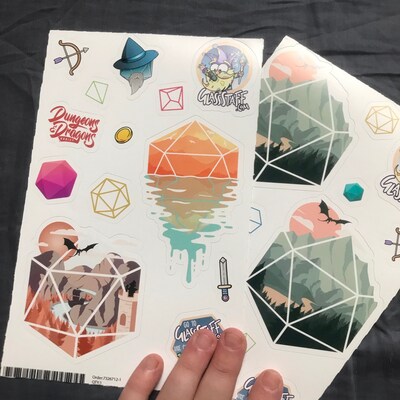 A D20 Sunset Dnd Sticker Dnd Gift GM Dungeons & Dragons Dice Natural 20 ...