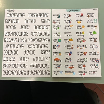 NEW Holiday Planner Stickers, Cute Holiday Icon, Calendar, U.S ...
