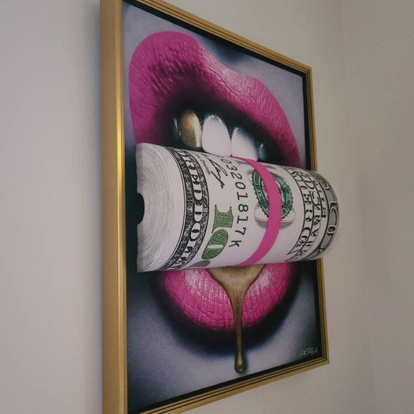 3D Wall Art Pink Money Lips Sculpture | Pop Art Wall Sculpture | Modern ...