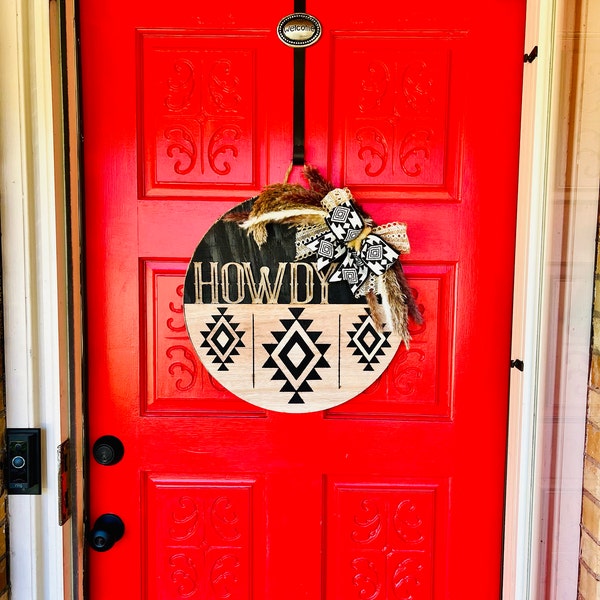Western Front Door Decor | Western Wreath | Aztec | Steer | Western ...