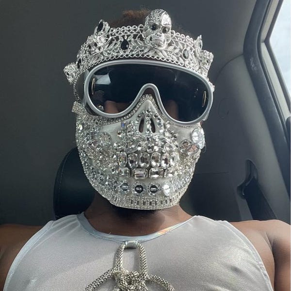 Venetian Masquerade Mask, Mardi Gras Silver Mask, Elegant Red Teardrop ...