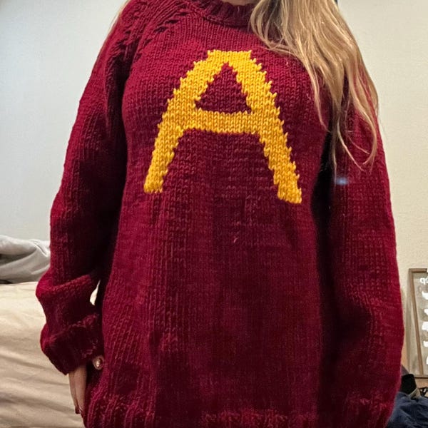 Monogram Weasley Jumper Letter Magic Gift Handmade Custom Wool Sweater ...