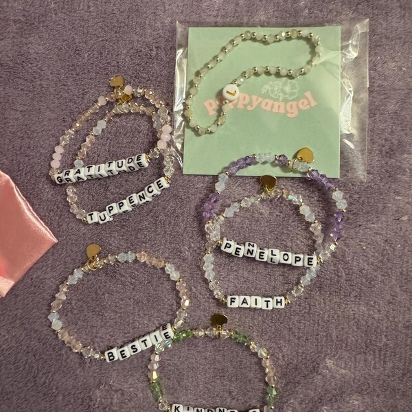 Custom Word Bracelet, Name Word Bracelet, Personalized Bracelet, Beaded ...