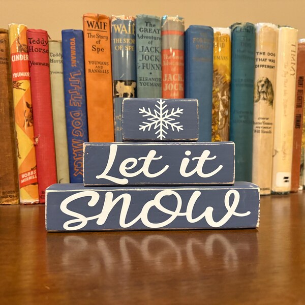 Let It Snow Blocks Winter Decor, 3 Tiered Block Sign, Shelf Sitter ...