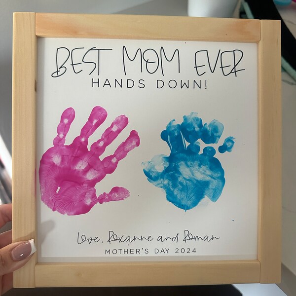 DIY Mothers Day Handprint Sign, Personalized Gift From Kids, Best Mom ...