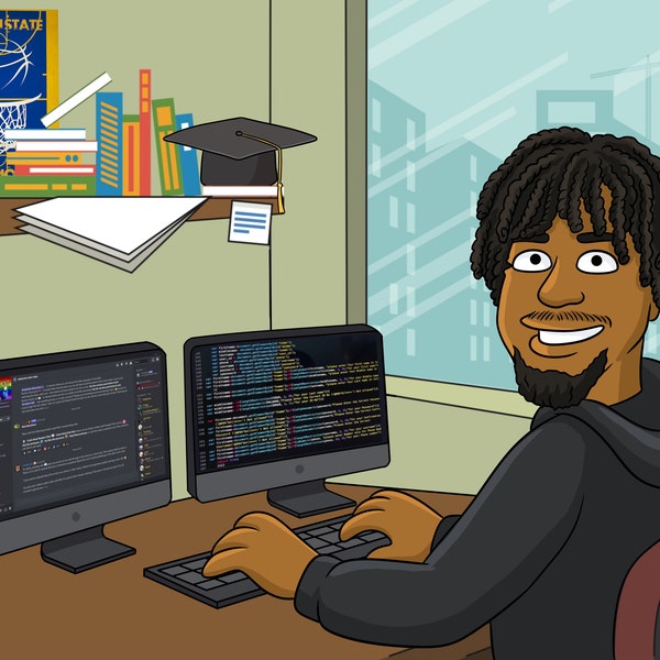 Computer Geek Gift - Custom Portrait as Cartoon Character / Computer ...