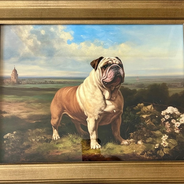 Vintage English Bulldog Painting Print, Bulldog Portrait Art Print, Antique Art, Dog Portrait ...