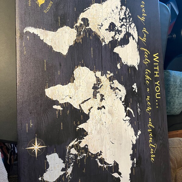 World Map Gift, Personalized Text, Customized Anniversary Gift for ...