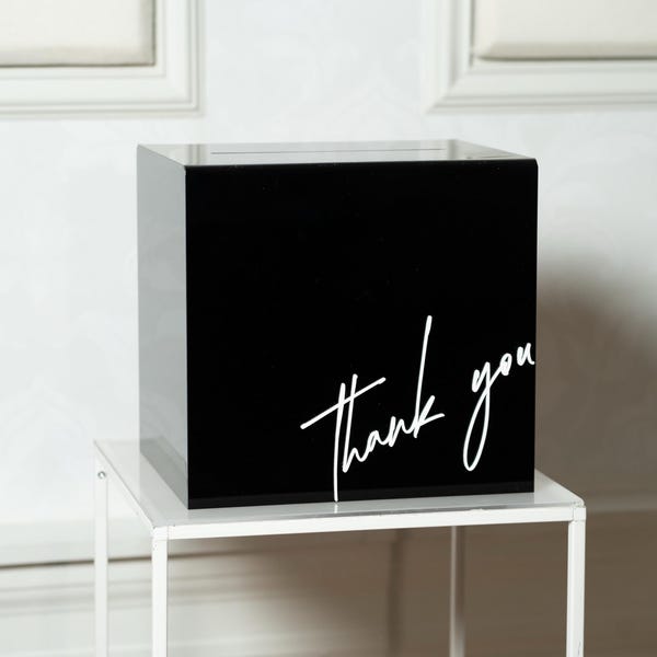 Acrylic Card Box With Lock and Key | Personalized Raised Text Card Box ...