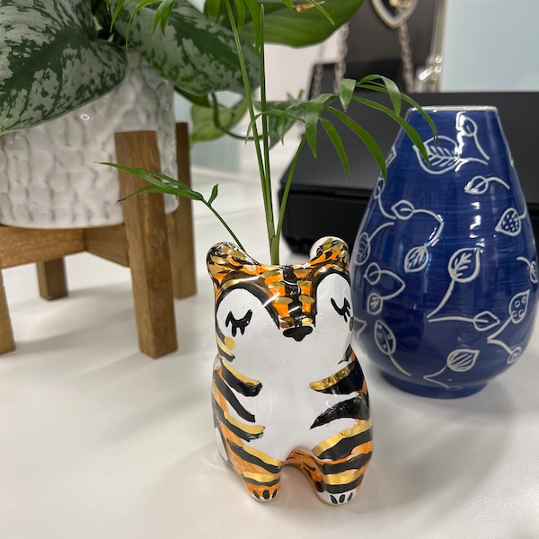 Tiger Planter, Animal Planter, Ceramic Tiger, Tiger Lover Gift, Ceramic ...