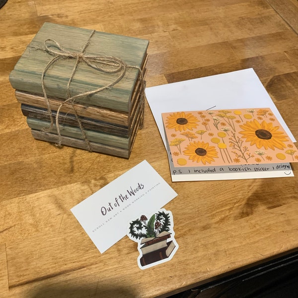 Book Coasters- Wooden- Bookish Gift- Bookish Decor- Handmade- Cute ...