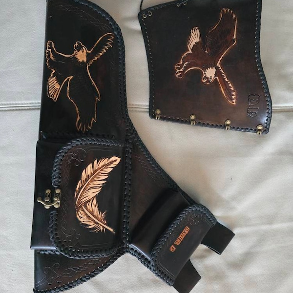 Real Leather Side Quiver With Phoenix Motif / Archer Equipment ...