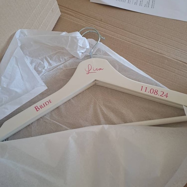 New!personalised Wedding Hangers | White Hangers | Bridesmaid Gift ...