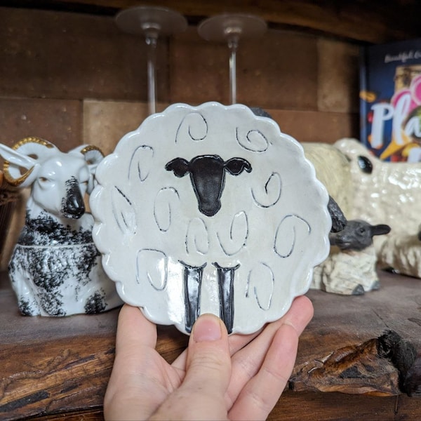 SPOON REST Regular Size Woolly SHEEP Stoneware Clay Handmade - Etsy