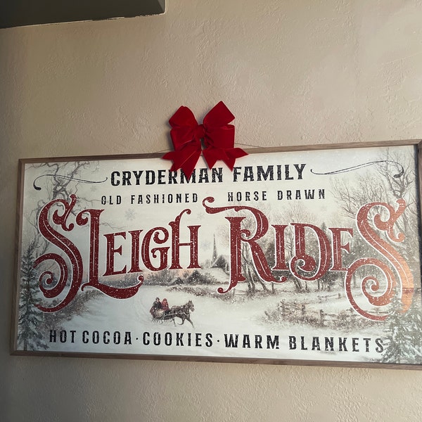 WOOD SIGN! Old Fashioned Sleigh Rides Sign Christmas Decor Framed ...